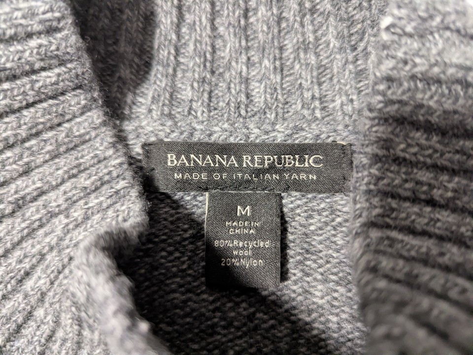 Banana Republic Italian Yarn Gray Wool-Blend Cable Knit Sweatshirt ...