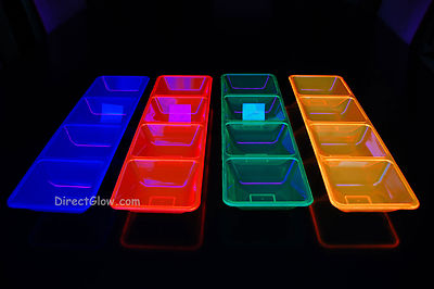 DirectGlow Neon UV Blacklight Reactive 4 Compartment Serving Tray Glow ...