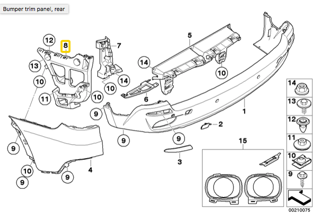 2007-2013 BMW X5 Rear Right Bumper Mount Bracket 51127158446 OEM for ...