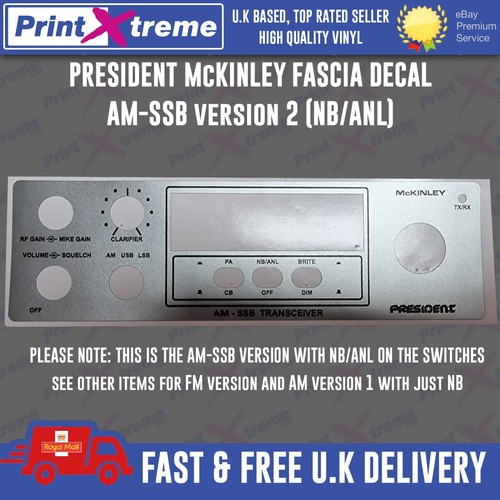 PRESIDENT McKINLEY AM cb radio faceplate Decal Sticker bezel self ...