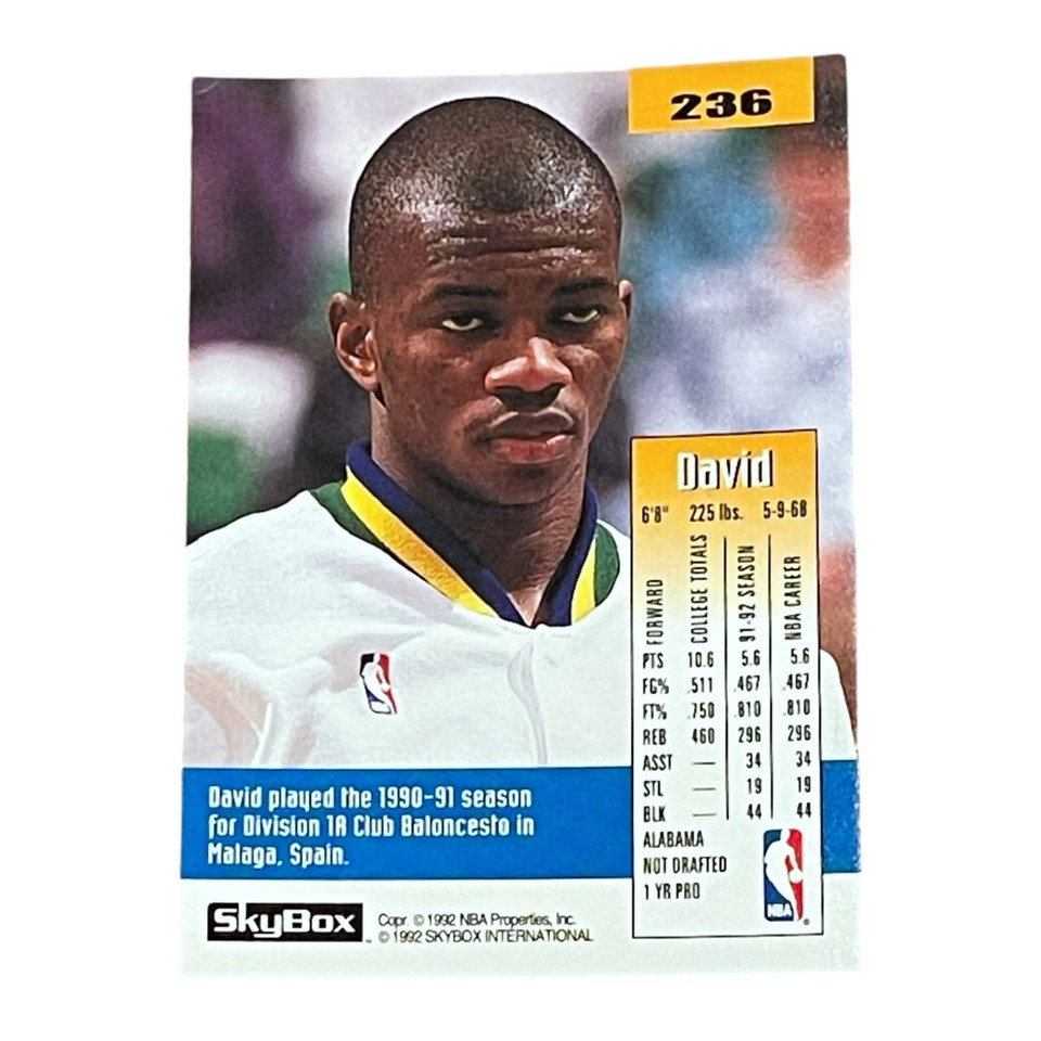 1992-93 SkyBox #236 David Benoit Utah Jazz NBA Basketball Card | eBay