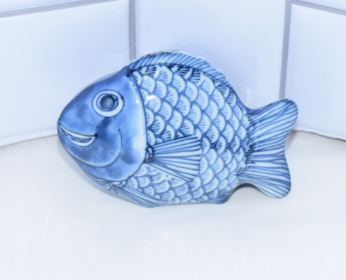 Fitz & Floyd Blue Fish Carp Piranha 4.5" Trinket Dish Made In Japan | eBay