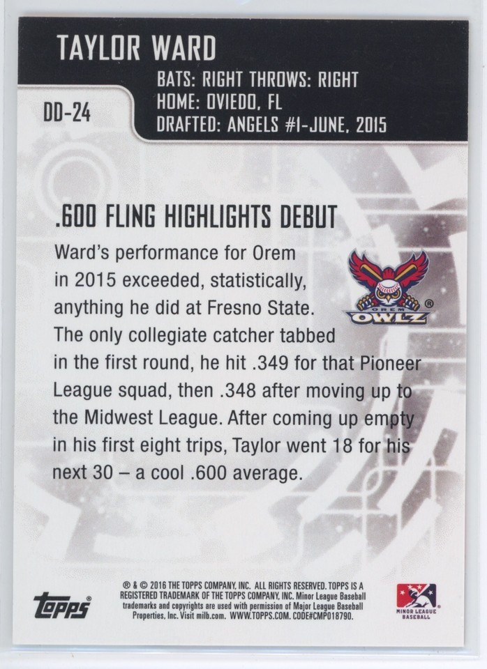 TAYLOR WARD 2016 TOPPS PRO DEBUT GOLD DISTINGUISHED DEBUTS #42/50 | eBay