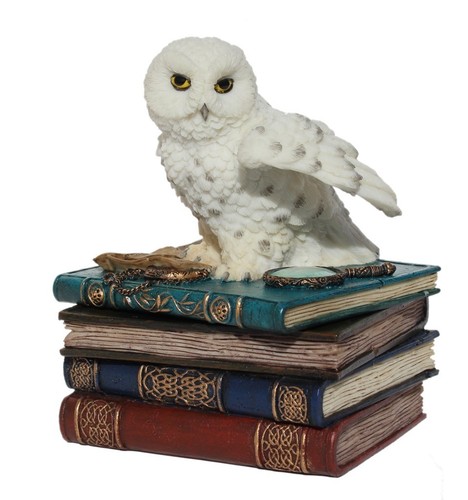 Owl Figurine Art Flap Wings on Books Trinket Box 4.75 Inch Snow White ...