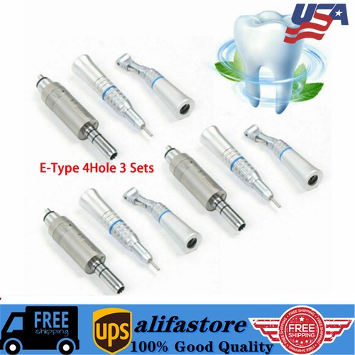 4-Hole 3 Set Dental Slow Speed E-Type Handpiece Straight Contra Angle ...