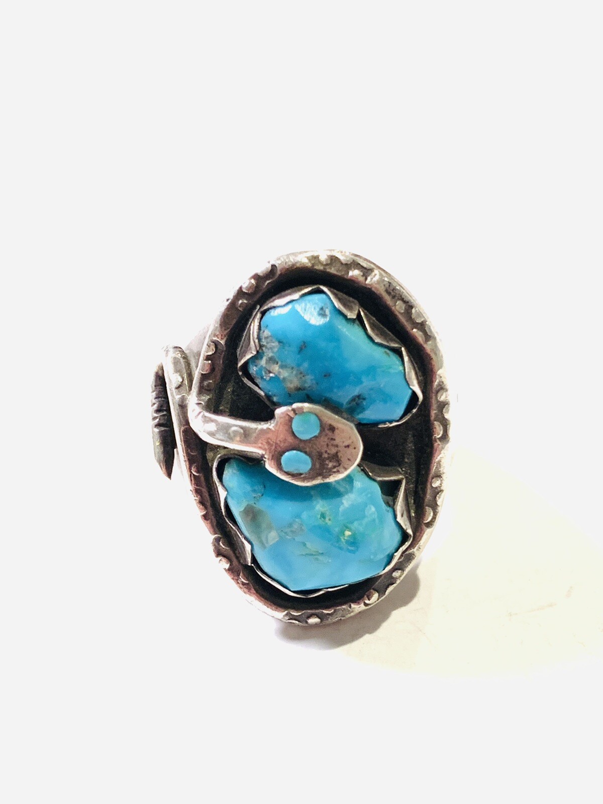 Effie C. Calavaza Zuni Heavy Snake Ring Sz 11 - Gem