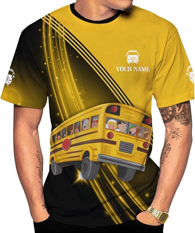 Custom School Bus Driver T-Shirt, Yellow Bus Shirts Gifts for School ...