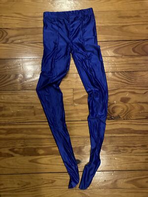 Mens Bright Blue Thin Shiny Silky Spandex Tights Compression Pants XS ...