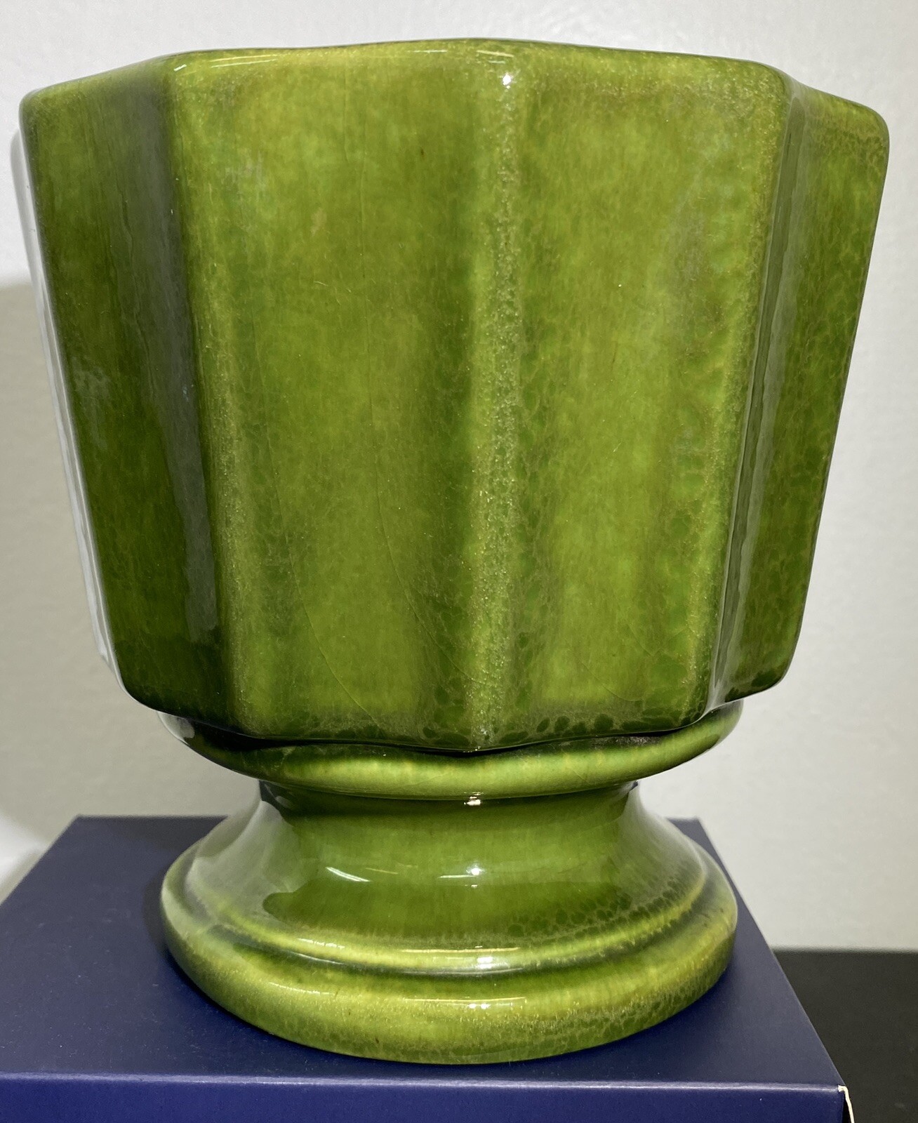 Haeger Forest Green Ribbed Footed Planter Pottery Flower Pot USA 302 5 ...