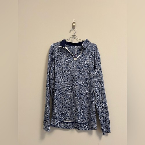 Rhoback Quarter Zip Sweatshirt Pullover in Blue/White Print size Medium ...