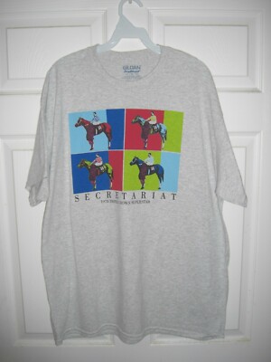 Size XL SECRETARIAT "1973 Triple Crown Superstar" Grey T-Shirt - MINT ...