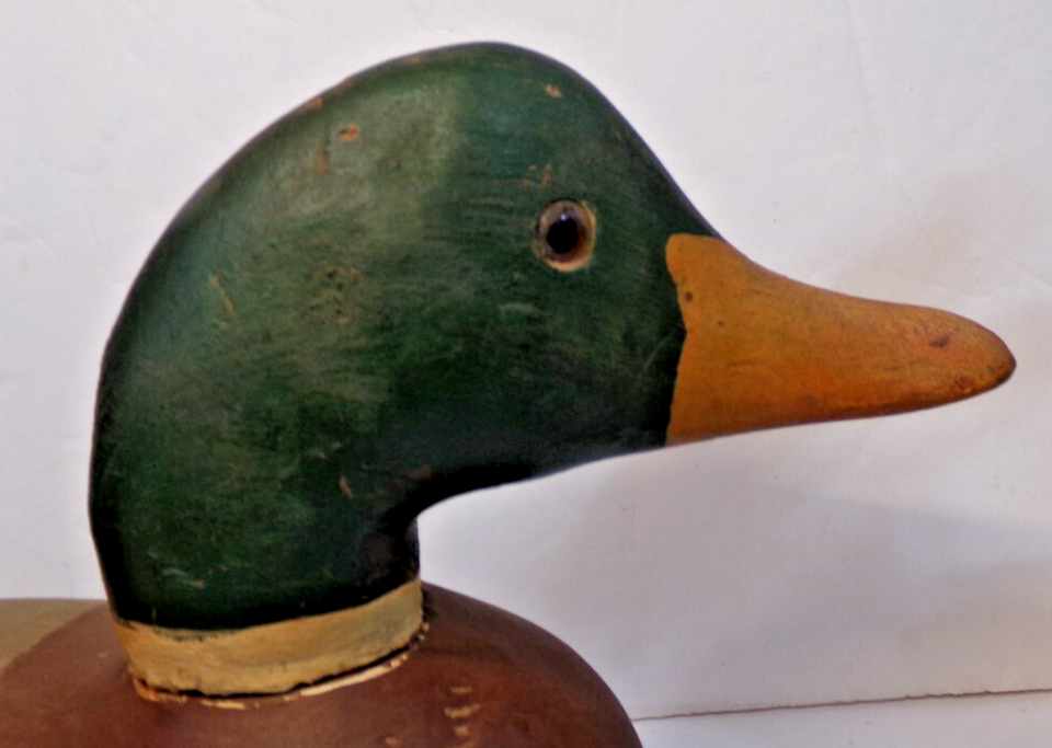 Vintage WOODEN DUCK DECOY - unrecognized mark on bottom - 14" long | eBay