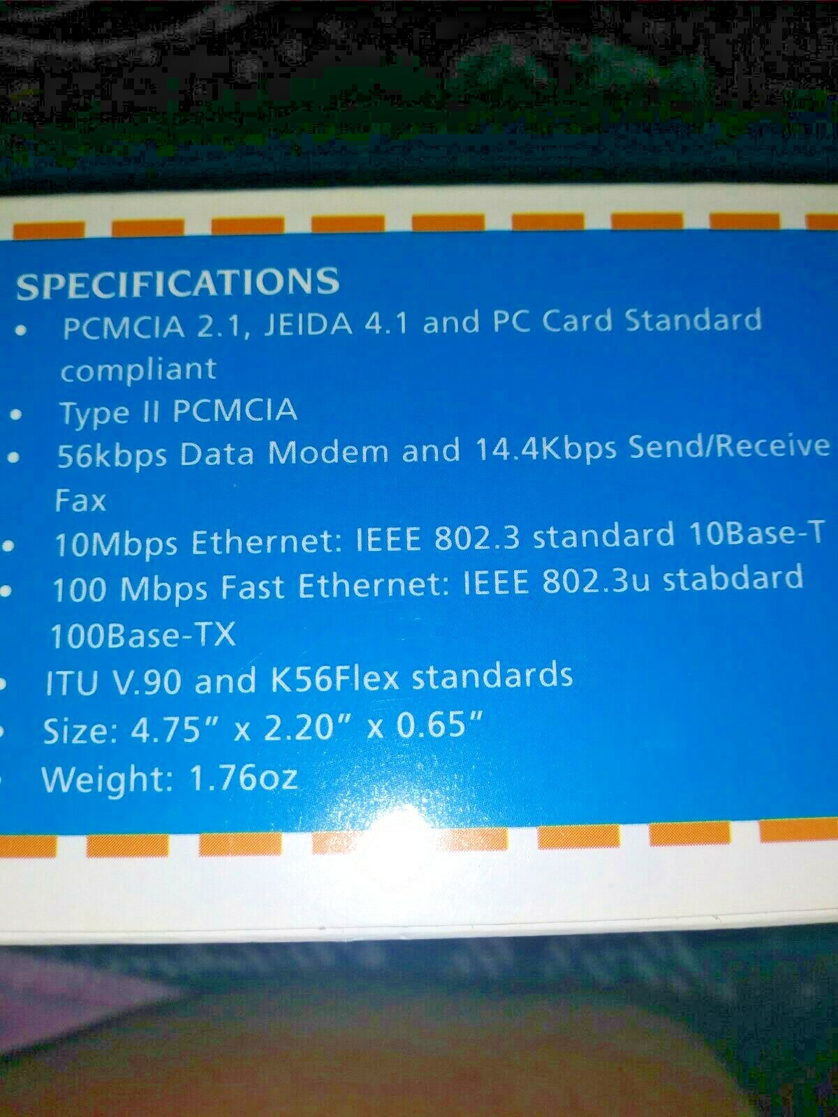 HAWKING Tech Dual Speed Fast Ethernet + V90 MODEM PC Card BROKEN SEAL ...