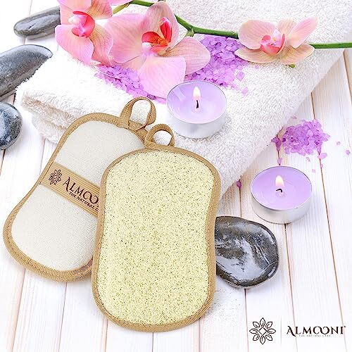 Premium Exfoliating Loofah Pad Body Scrubber Made with Natural Egyptian ...