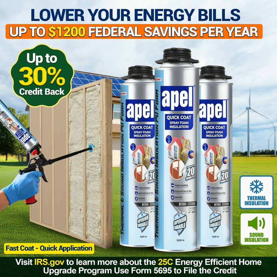 apel Spray Foam Insulation - (12 x 32.80 oz./ 240 Bd ft) Self Expanding ...