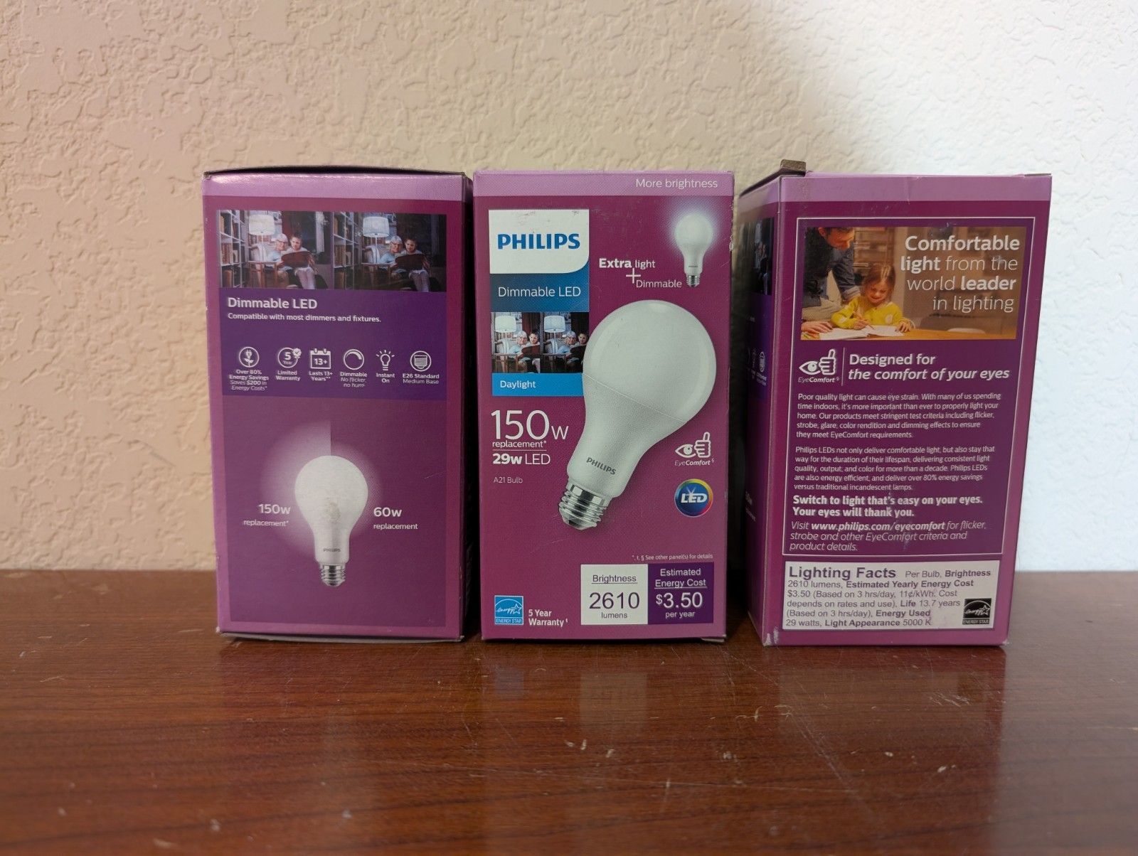(3 Pack) Philips LED 150W Daylight A21 Dimmable Lightbulb | eBay