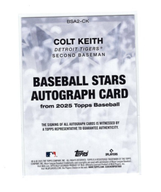 2025 Topps Baseball Stars Autograph Blue Colt Keith Auto 006/150 | eBay