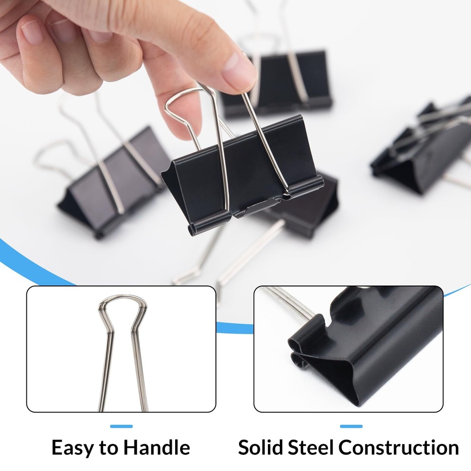 2 Inch Extra Large Binder Clips 40 Pack Assorted Color Binder Clips ...