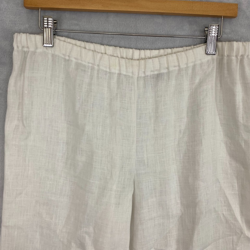 Sara Isabella 100% Linen Pants Blazer Set Small White Shirt Cropped ...