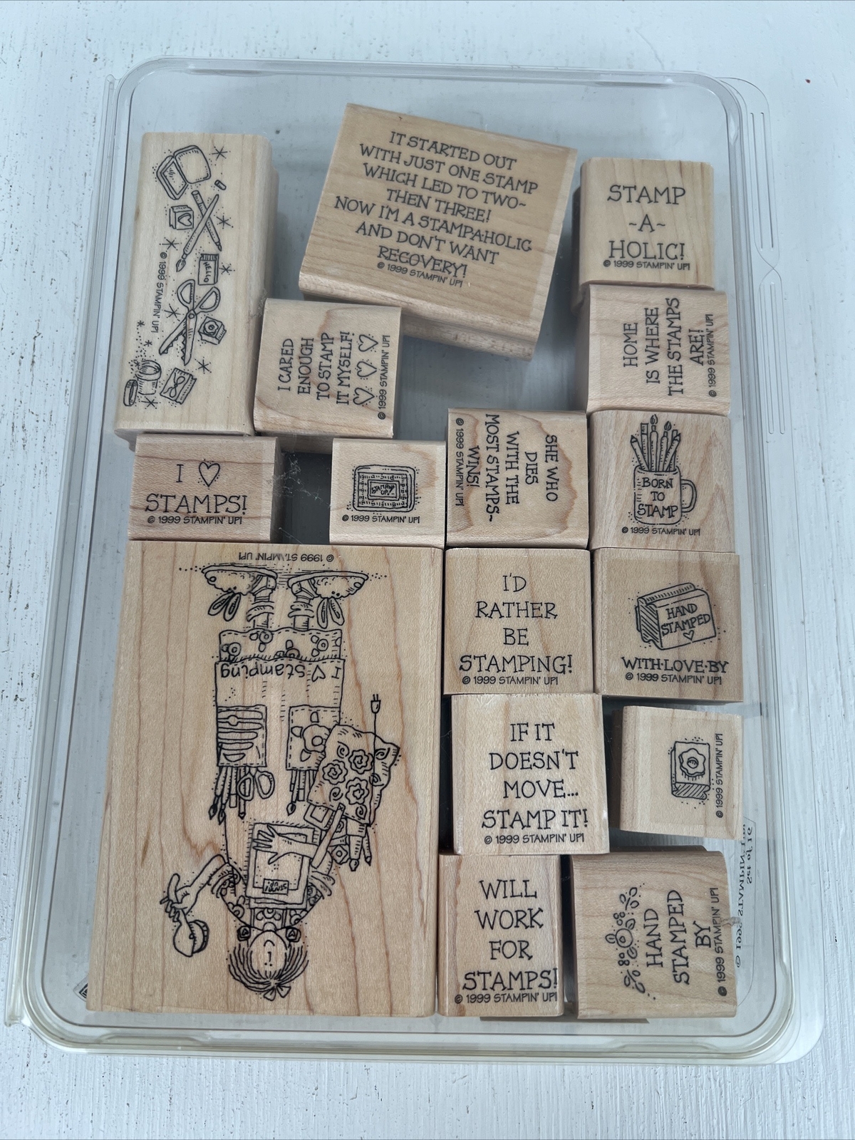 Stampin up Assorted Lot Of Wood Mounted Rubber Stamps Sayings 50 ...
