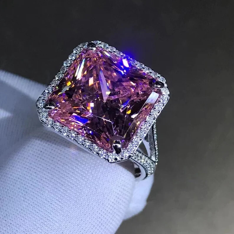 5.60 Ct Natural Pink Sapphire Diamond Anniversary Ring 14K Solid White ...