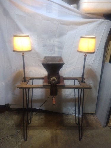Handmade Double Lamp W/ Old Grain Mill | eBay