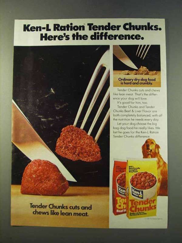 1979 Ken-L Ration Tender Chunks Dog Food Ad | eBay