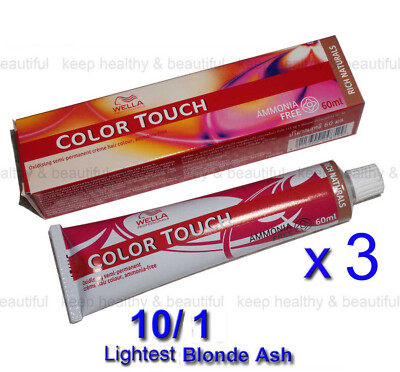 3 x Wella Color Touch 10/1 semi-permanent Hair Colour 60 ml 04/2024 ...