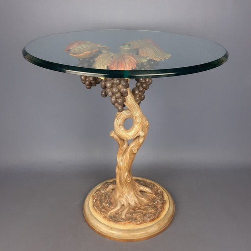 Vintage 1950 Round Table Crystal Wood Grape Vine Grape Clusters | eBay