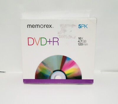 Memorex DVD+R Blank DVDs 5 Pack Recordable for PC Home Video Recorders ...