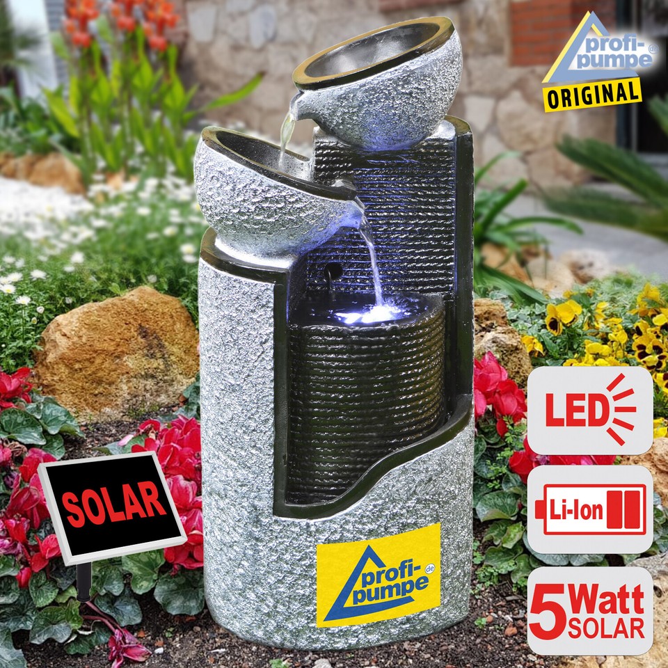 SOLAR BRUNNEN SPRINGBRUNNEN GARTEN BRUNNEN ZIER SOLAR WASSERSPIEL ...