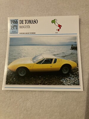CARTE FICHE AUTO DE TOMASO MANGUSTA 1966 1971 | eBay