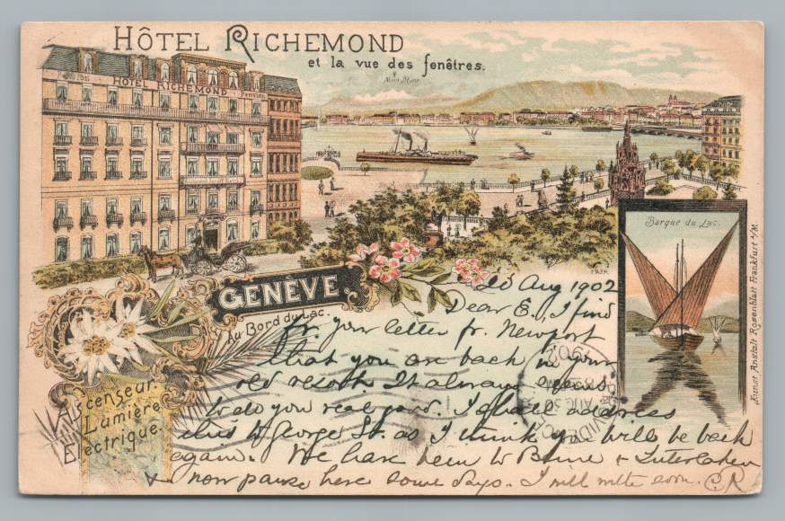 Hotel Richmond GENEVA Switzerland Geneve Antique Gruss Aus Postcard ...