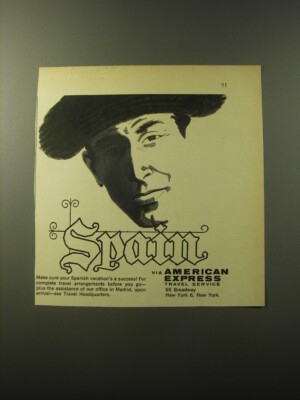 1960 American Express Travel Service Ad - Spain via American Express | eBay