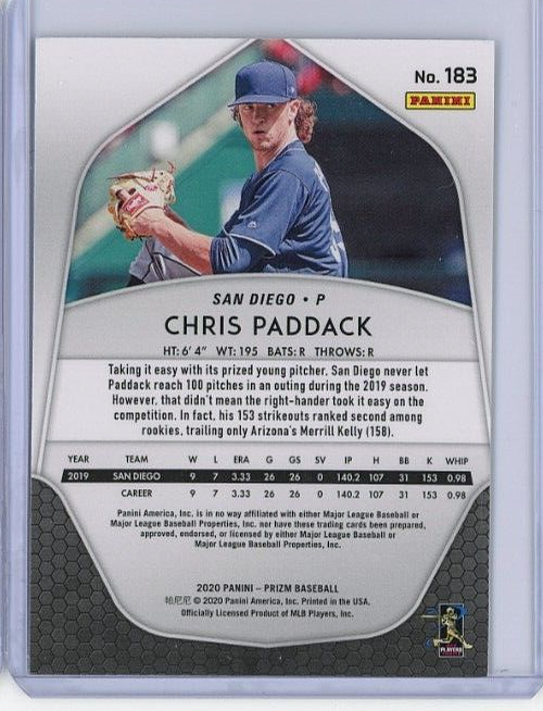 2020 Panini Prizm #183 Chris Paddack Rookie RC - San Diego Padres ...