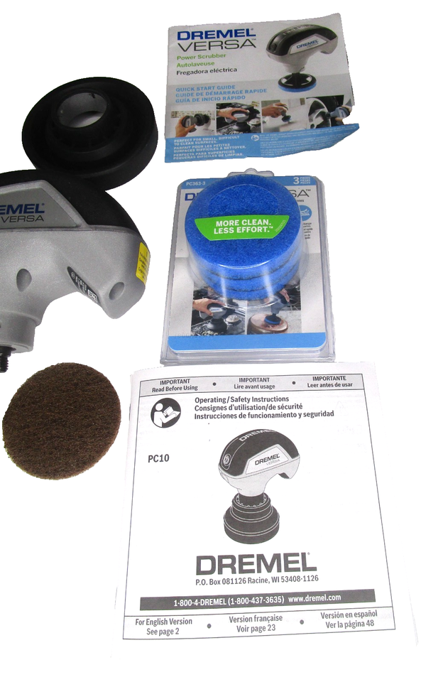 DREMEL VERSA POWER SCRUBBER CLEANING TOOL CORDLESS~MULTI TOOLS W/ PADS ...