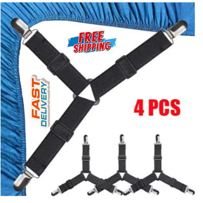 Bed Sheet Straps Adjustable Elastic Sheet Fasteners Fitted Sheet Straps ...