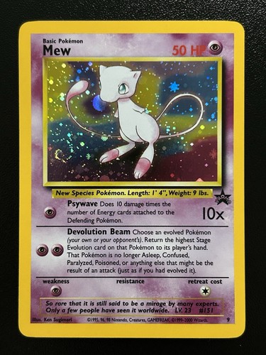 MEW Pokemon Card - WOTC Promo - Black Star - #9 - HOLO - *SWIRL* - NM ...