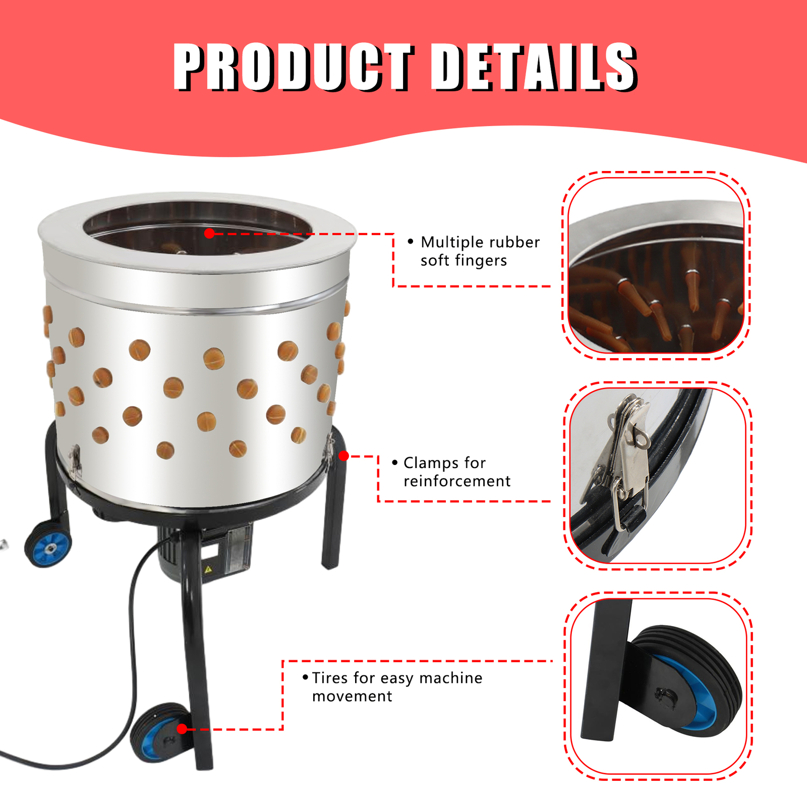 Chicken Plucker Machine Feather Plucker Stainless Steel 280RPM Motor ...