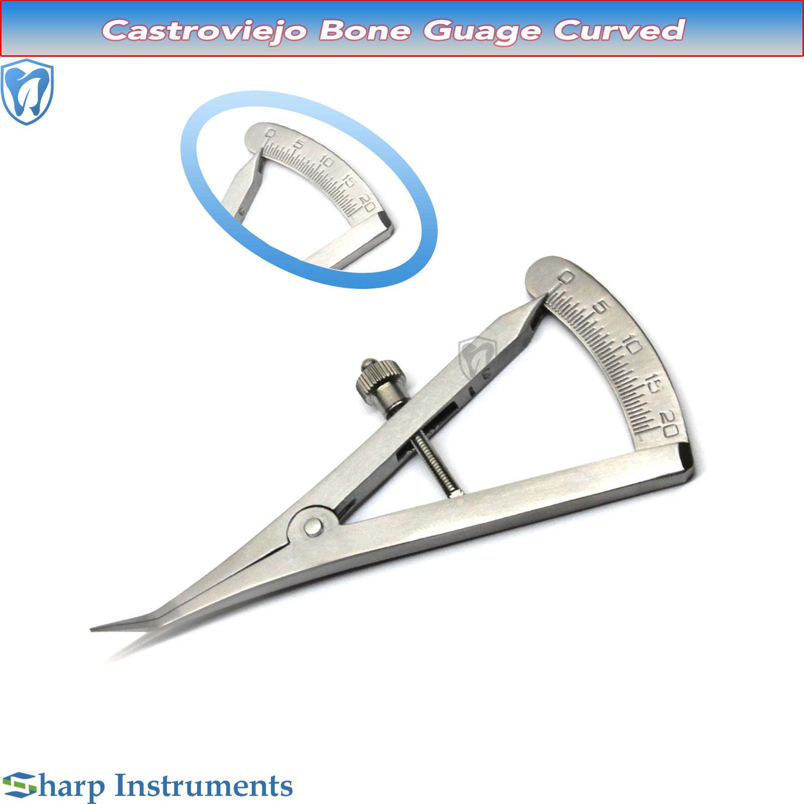 Dental Castroviejo Bone Caliper Gauge Surgical Strabismus Measuring ...