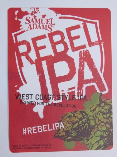 BEER STICKER ~*~ SAMUEL ADAMS Rebel West Coast Style IPA ~ Boston ...