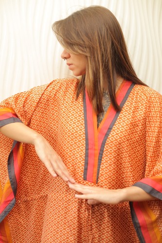 Pure Silk Kaftan Rust Orange Robe Dress Long Woman Gown Maxi Tunic PS KFN2678 | eBay