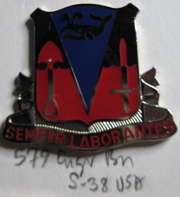 Army crest DUI DI CB clutchback 579th ENGINEER BATTALION bn S-38 USA | eBay