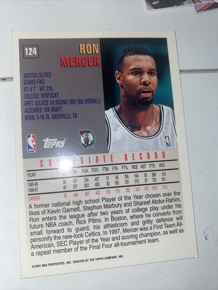 1997-98 Topps #124 RON MERCER RC Celtics 1208 | eBay