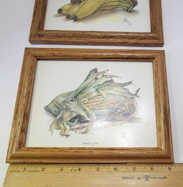 2 Julia Crainer Wood Framed Art Prints Sweet Corn & Bananas 9 1/4" X 7 ...