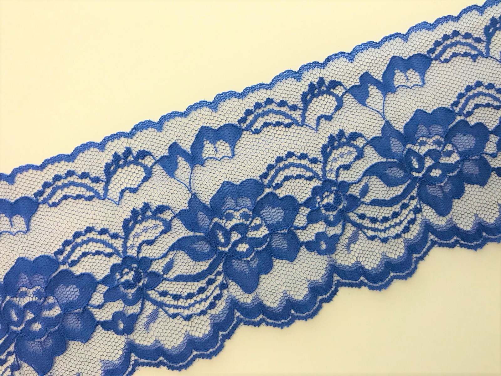 Royal Blue Lace Trim, 4 Inches Wide, Scalloped Edge, 5 YARDS, Flat Lace ...