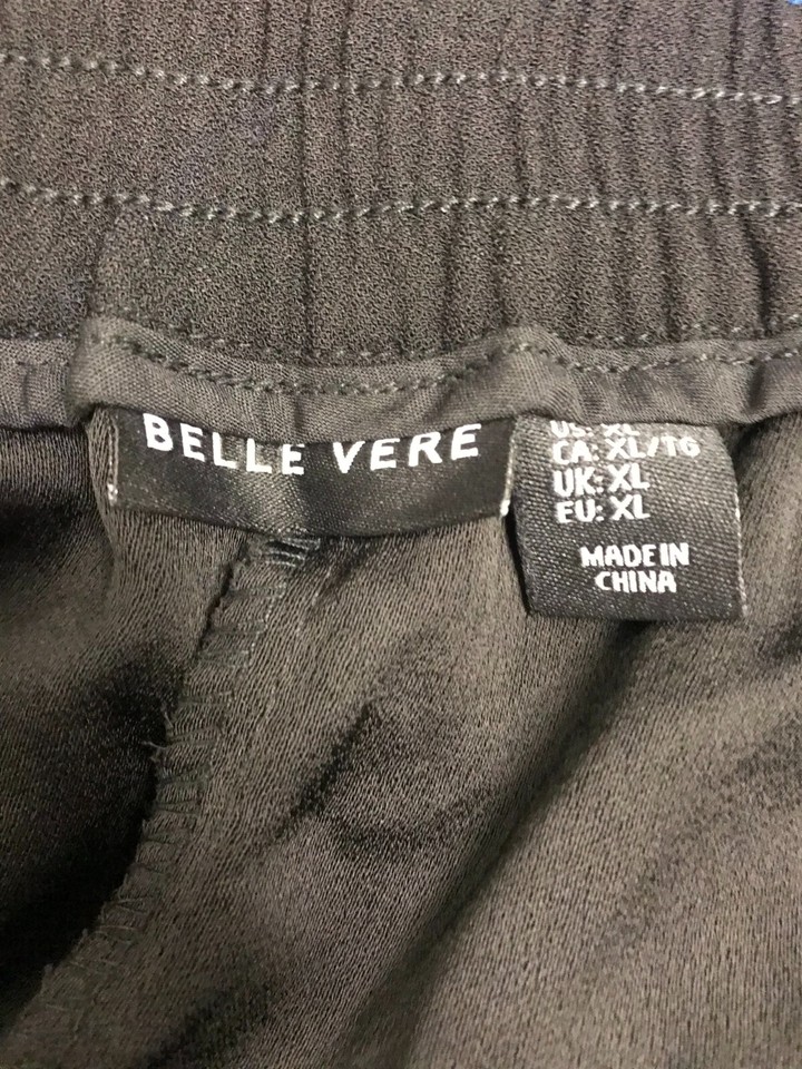 BELLE VERE Women's Black Pants with colored stripes XLarge | eBay