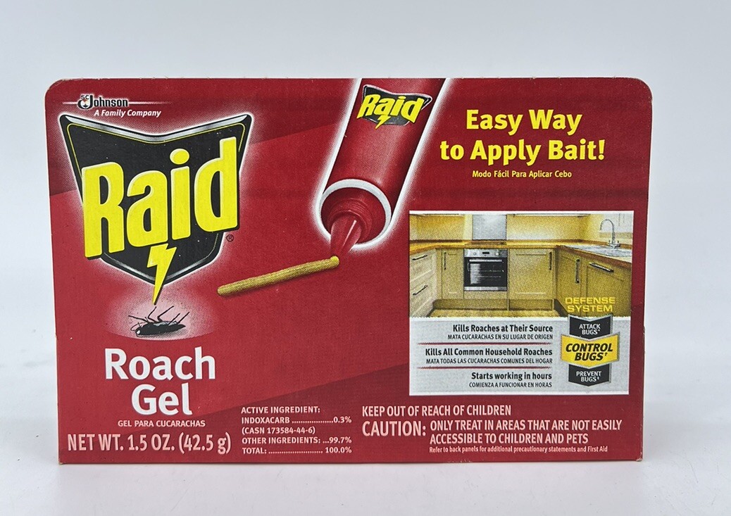 Raid Roach Gel 1.5oz (42.5g) Easy Way to Apply Bait Prevent Bugs Pest ...