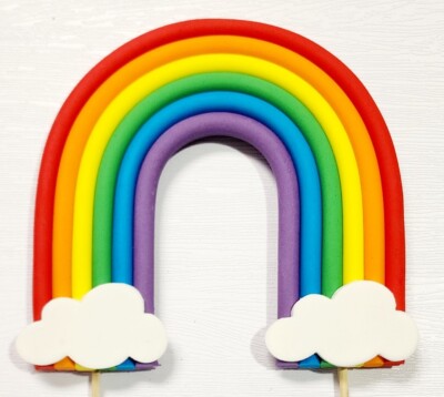 Edible Fondant Bright Rainbow Cake Topper! 12- 13cm tall! | eBay Australia
