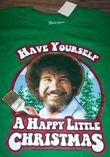 BOB ROSS Artist HAVE YOURSELF A HAPPY LITTLE CHRISTMAS T-Shirt LARGE ...